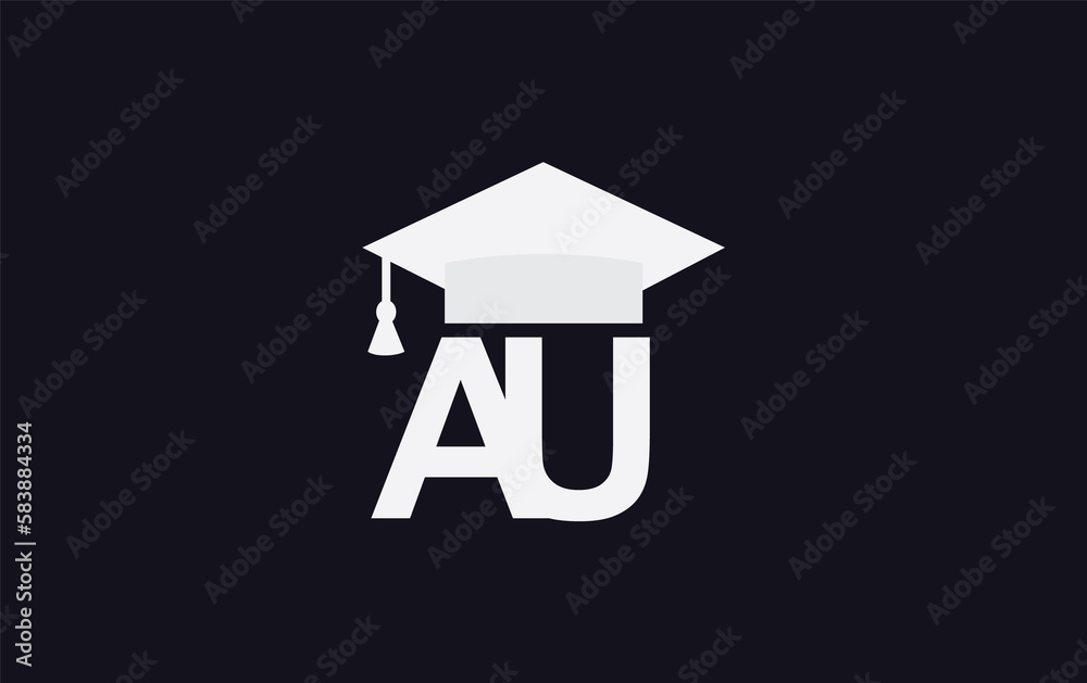 Education letter AU symbol. Graduation cap logo and sign Stock ...