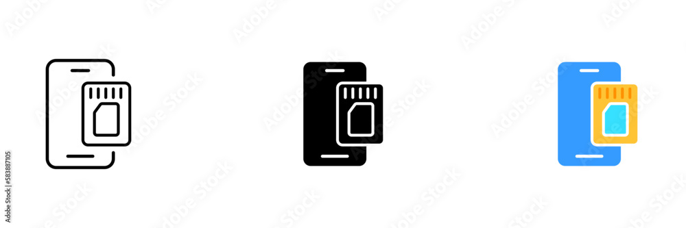An image file of a smartphone with an icon of a SIM card on its display ...