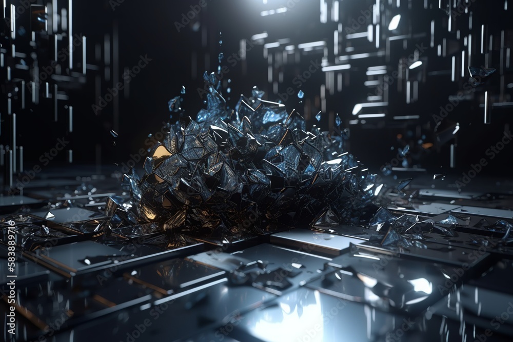 modern technology abstract background. 3D geometric forms with a chrome ...