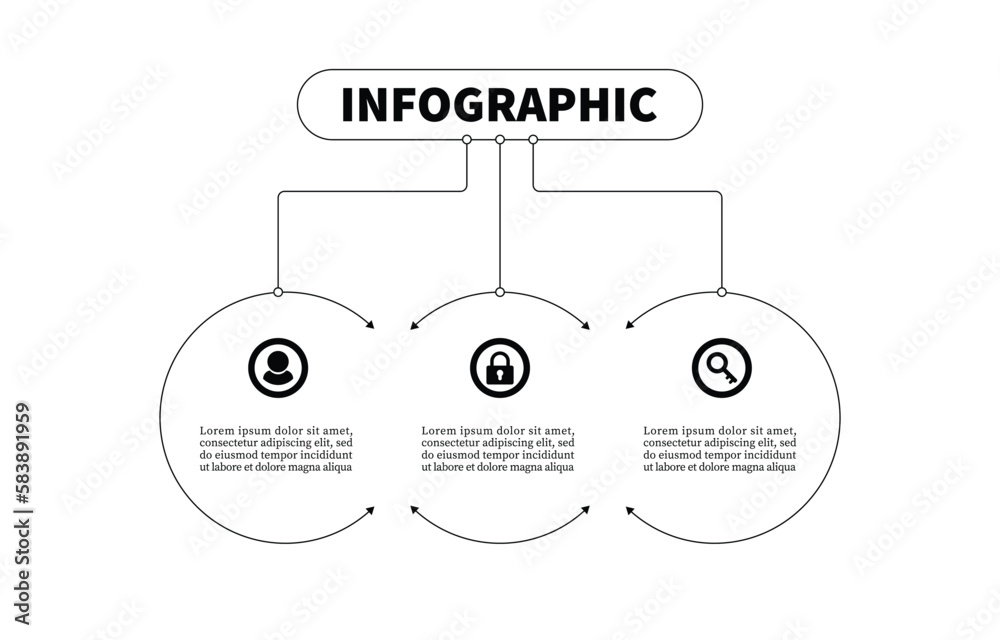 Outline planning infographic vector template three-element. Design a ...