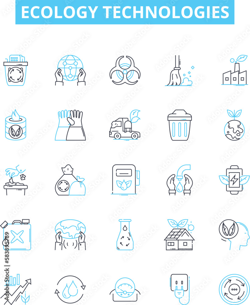 Ecology technologies vector line icons set. Ecosphere, Biosphere ...