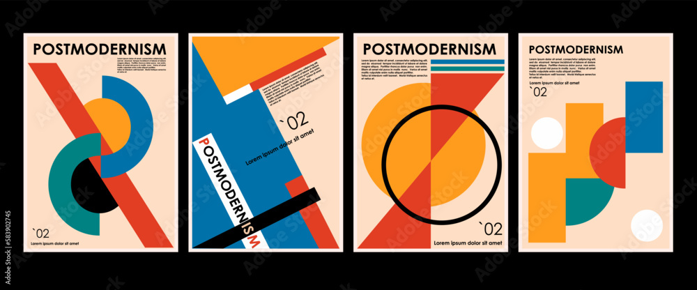 Artworks, posters inspired postmodern of vector abstract dynamic ...