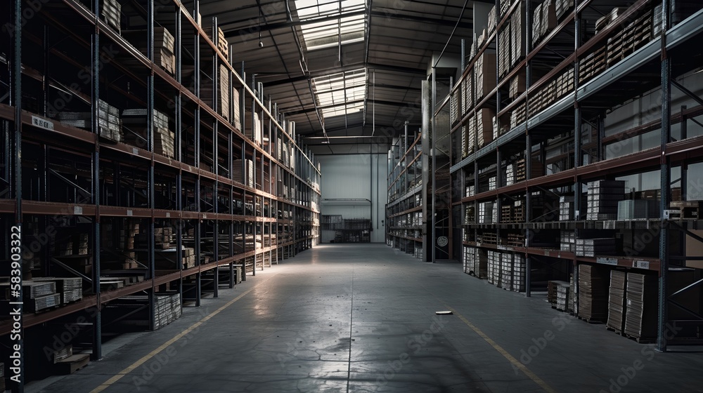 Organized warehouse interior showcases efficiency in logistics and ...