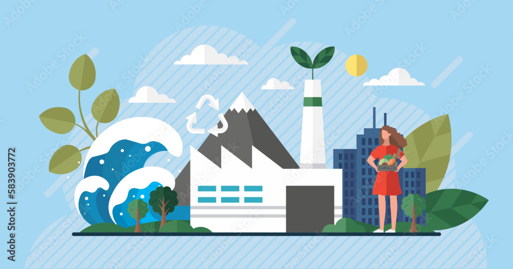 Tsunami with big waves over planet. Rising water levels on Earth lead ...