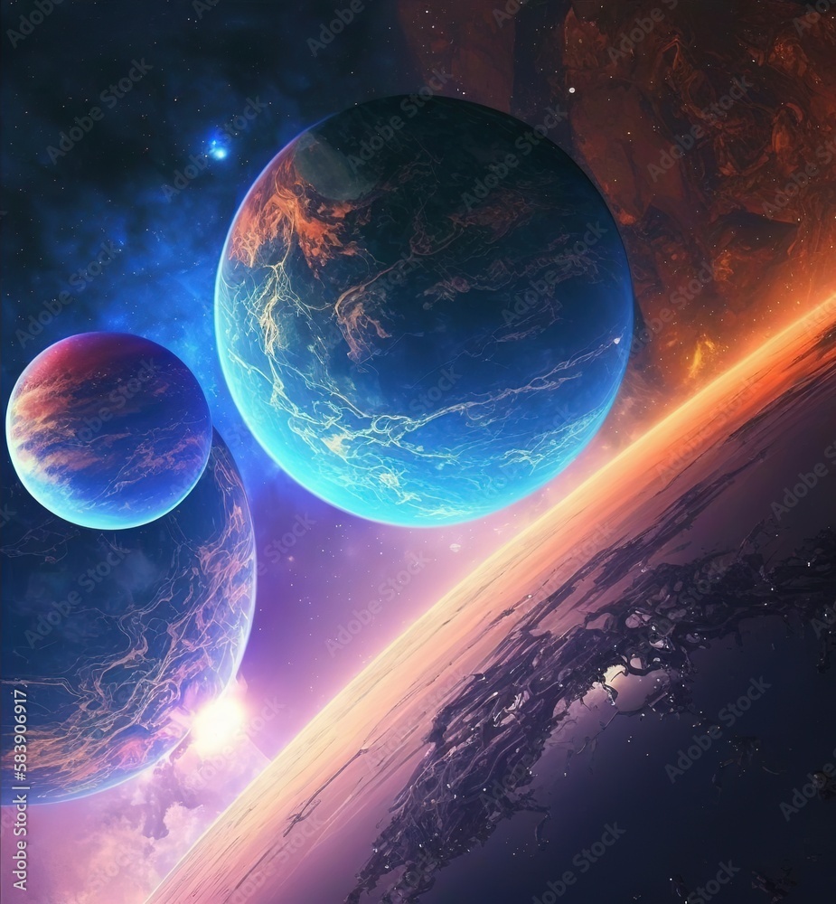 Planets of solar system, parade of planets Mars, Mercury, Earth, Venus ...