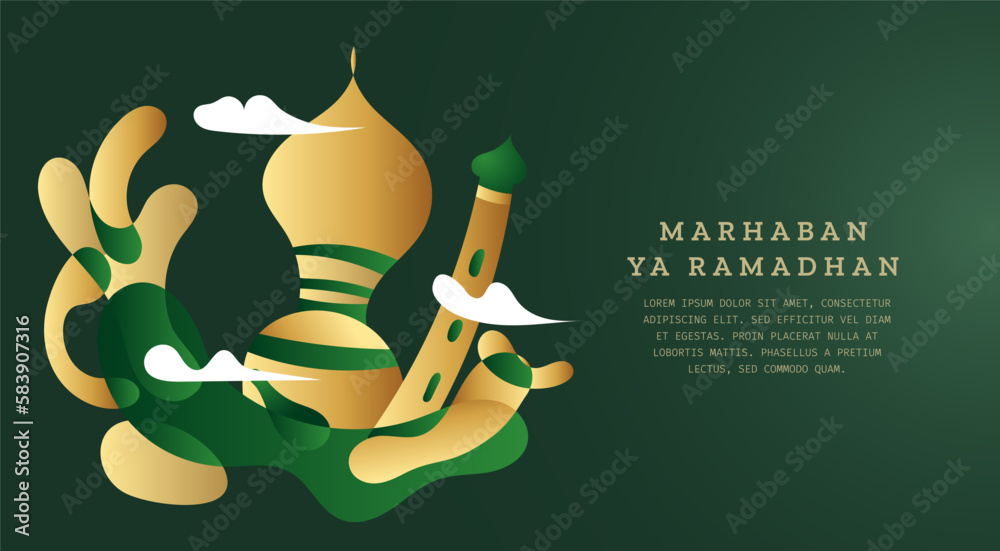 Marhaban Ya Ramadhan Greeting with hand lettering calligraphy and ...