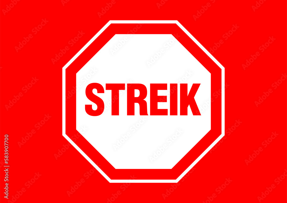Vektorgrafik mit dem Schriftzug Streik in einem Stoppschild. Für ...