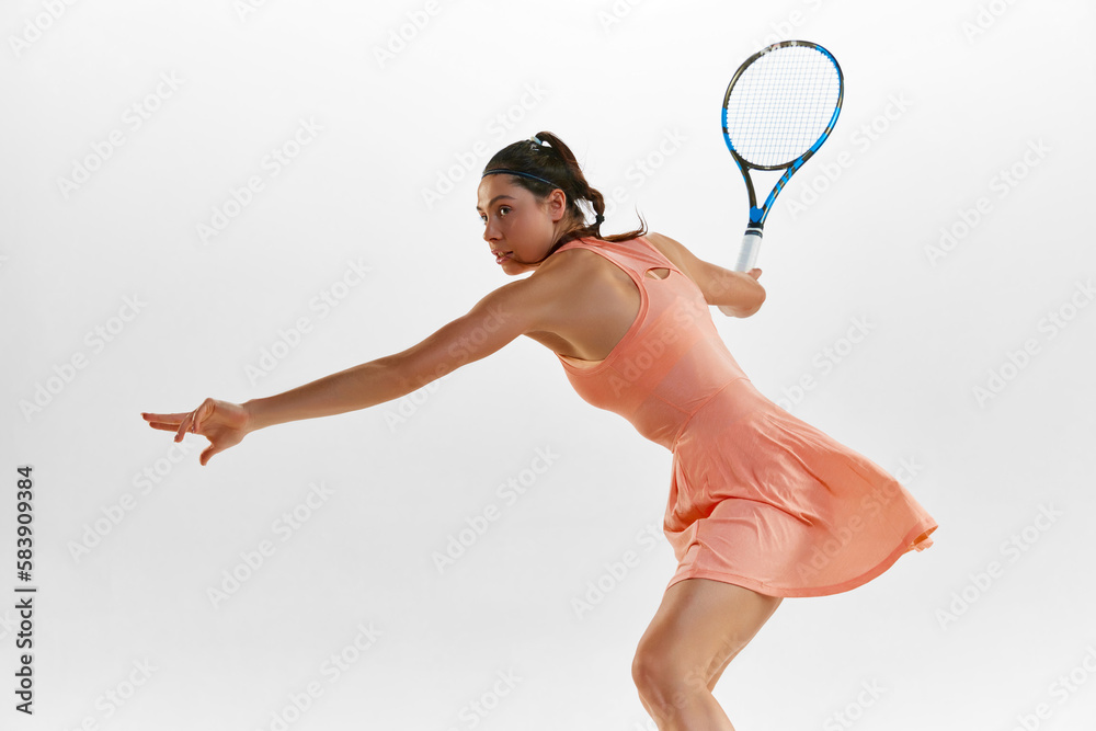 Concentration. Dynamic image of professional female tennis player ...