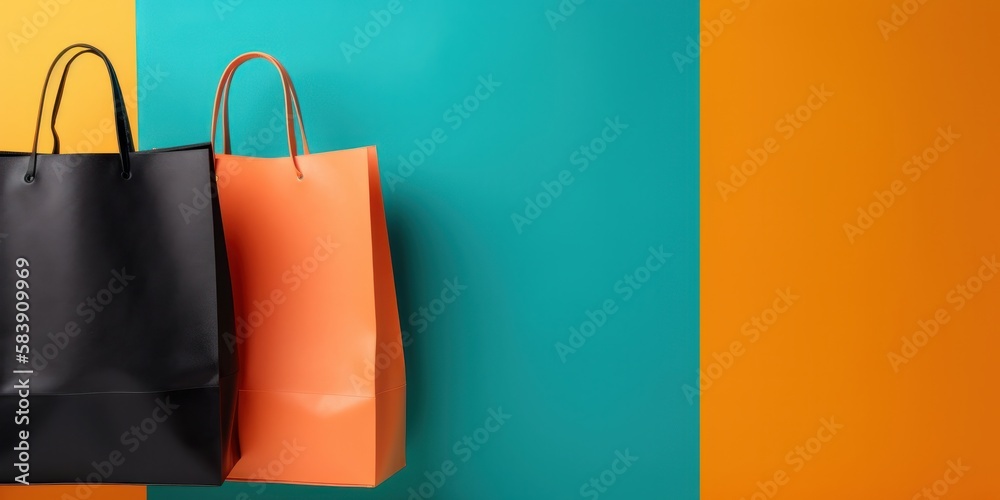Mock-up of a shopping bag on a colorful background for an advertisement ...
