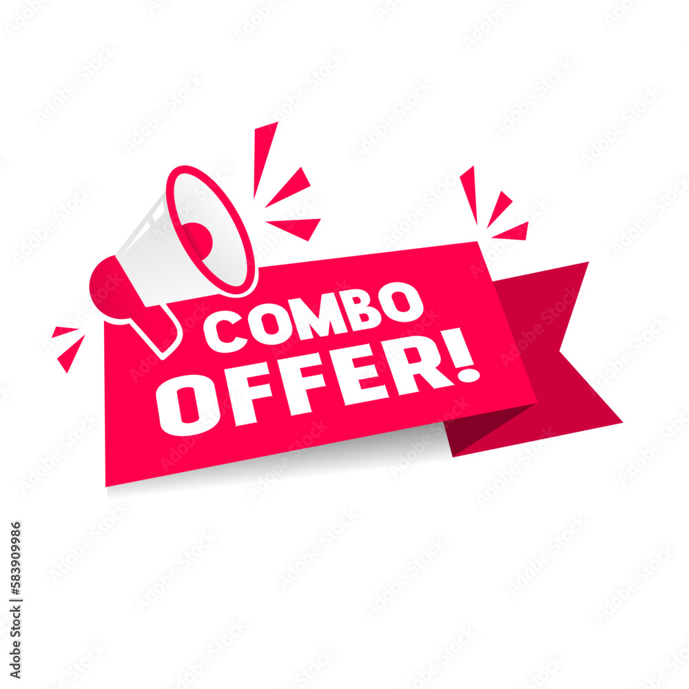 Combo offer banner - megaphone icon. Design for marketing, store ...
