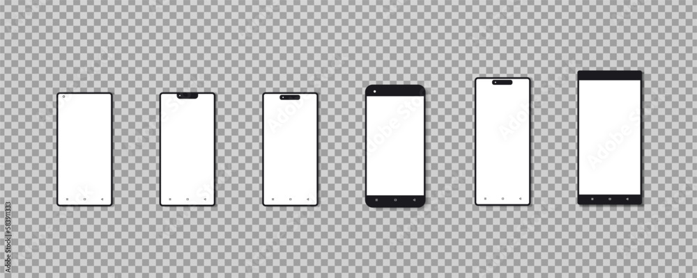 Realistic models smartphone with transparent screens. Smartphone mockup ...