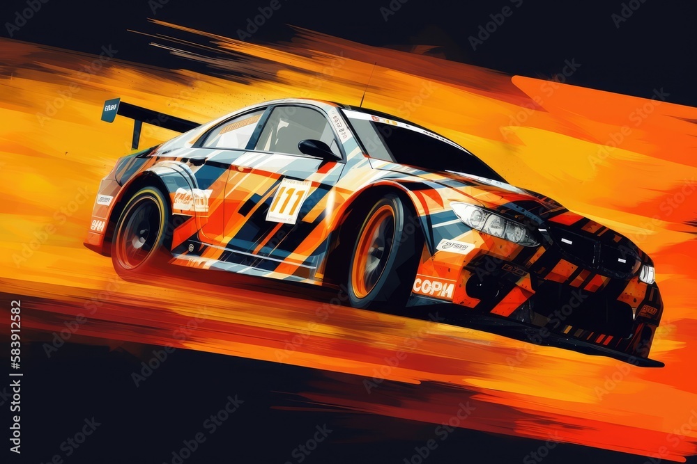 Illustration of Stylized Stock Car racing cars - Created with ...
