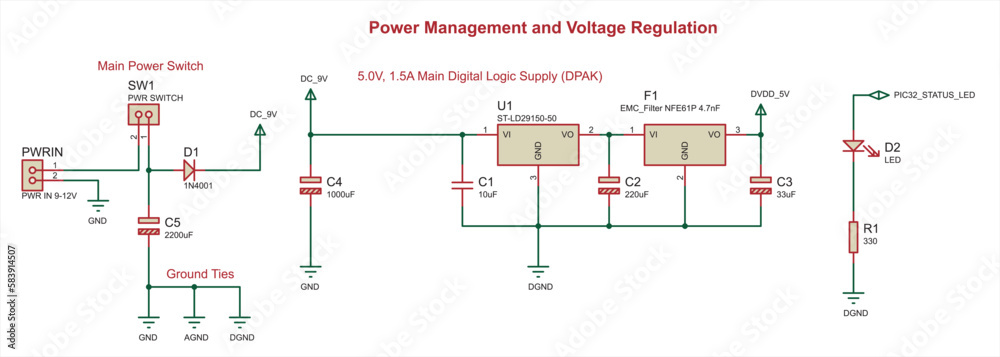 Schematic diagram of electronic device (power management and voltage ...