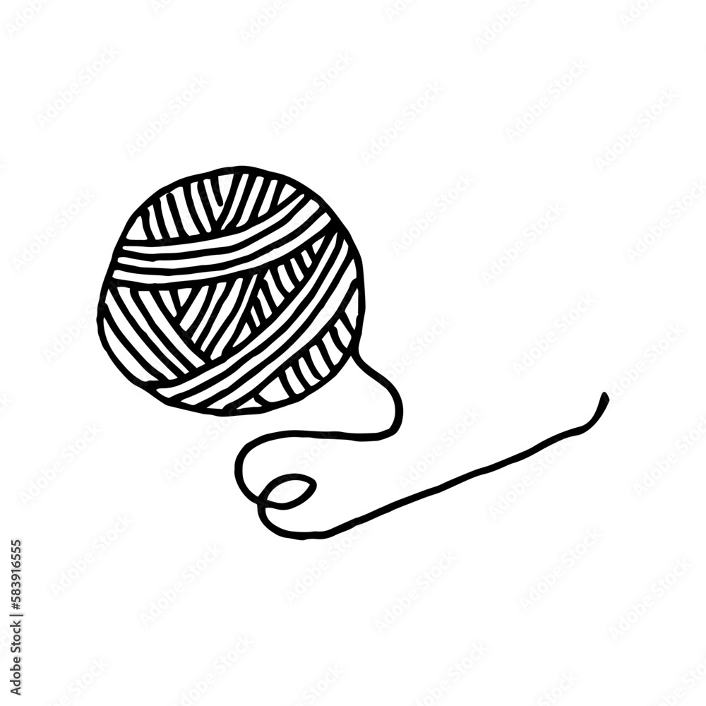 Line art ball of thread isolated on white background. The logo for the ...