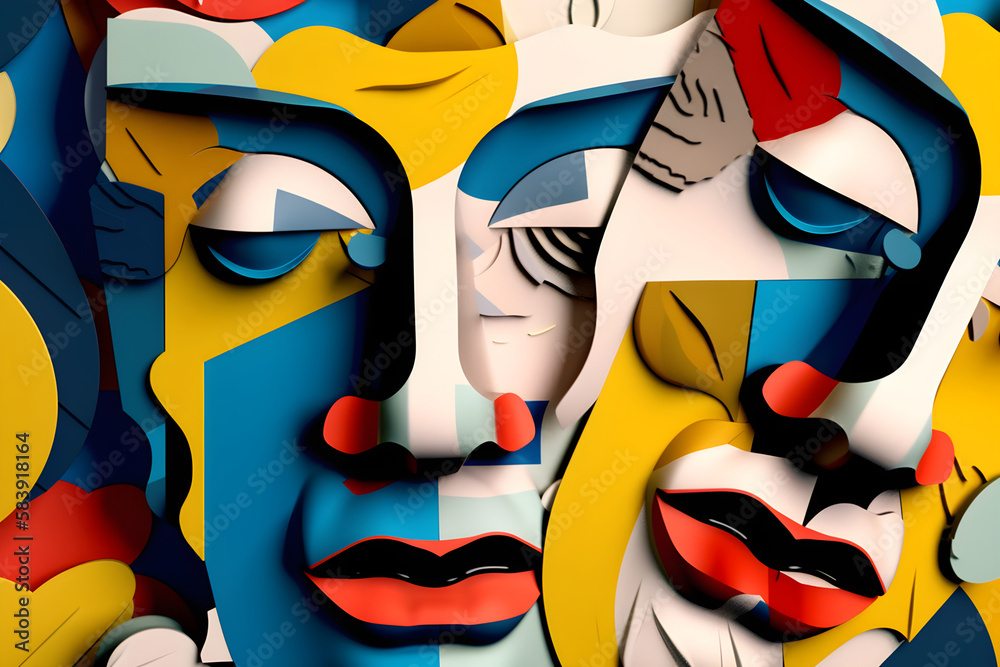 Expressionism face art, psychology concept, ai generative Stock ...