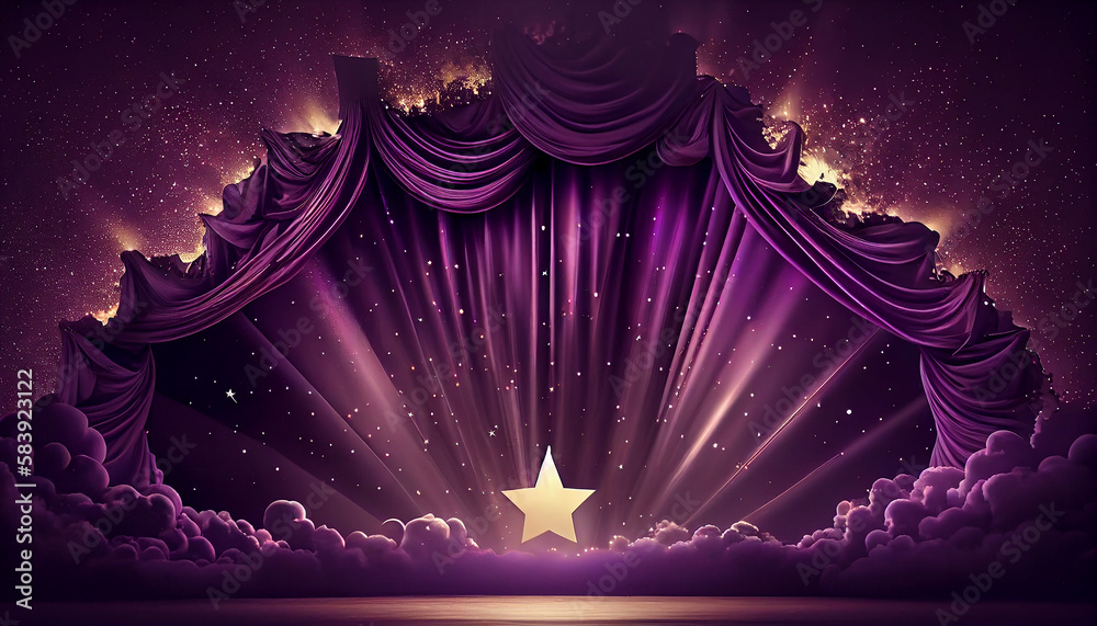 Theater stage with red curtains and spotlights for cartoon Ai generated ...