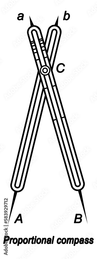 Proportional compass vector illustration. Math, construction ...