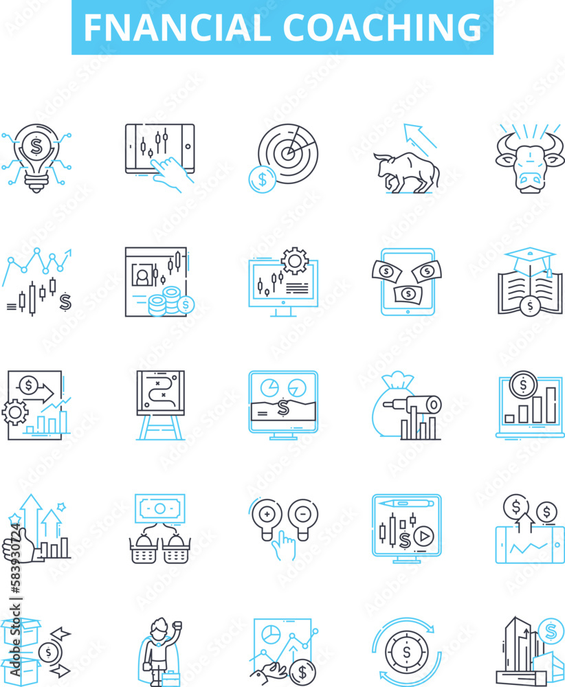 Fnancial coaching vector line icons set. Financial, Coaching, Budgeting ...