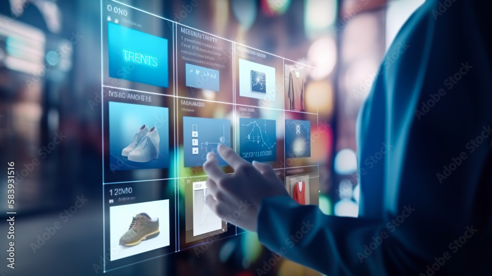 Online shopping or e commerce concepts with shopper and variety product ...