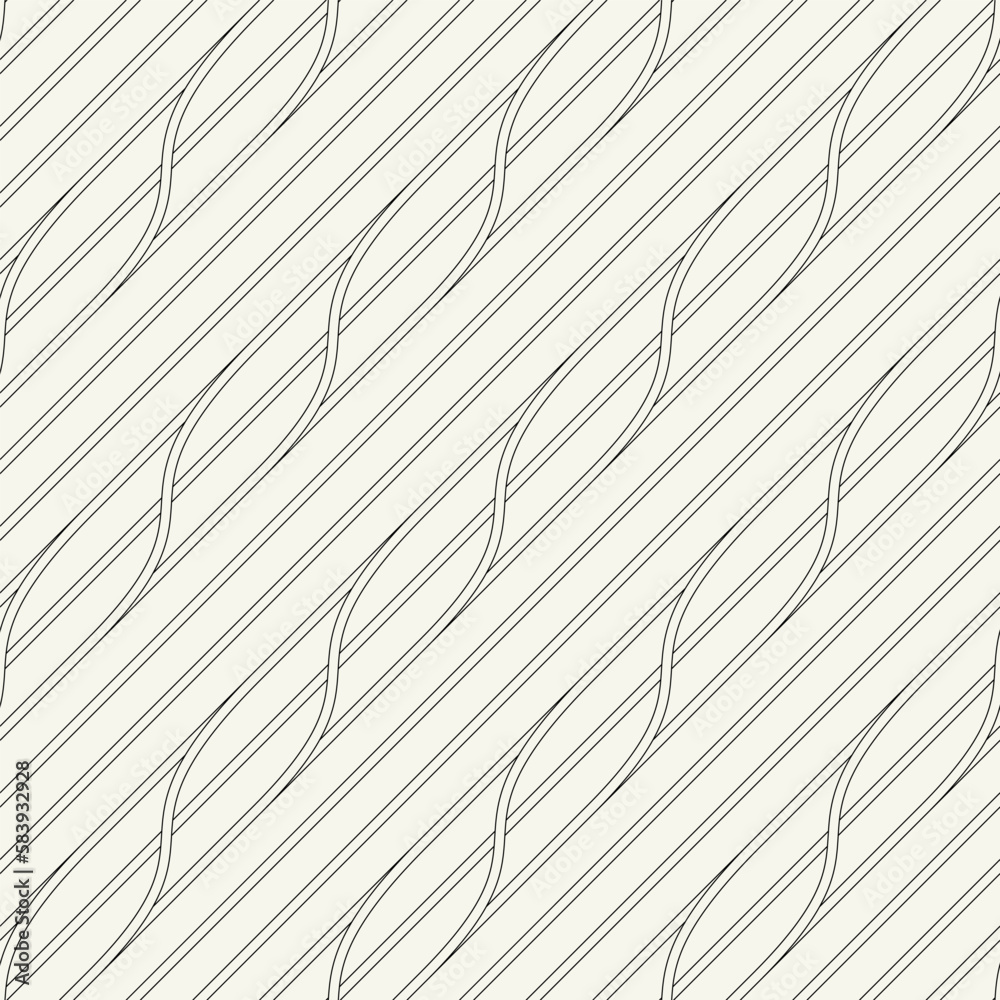 Seamless Pattern With Geometric Waves Endless Stylish Texture Ripple Bold Monochrome