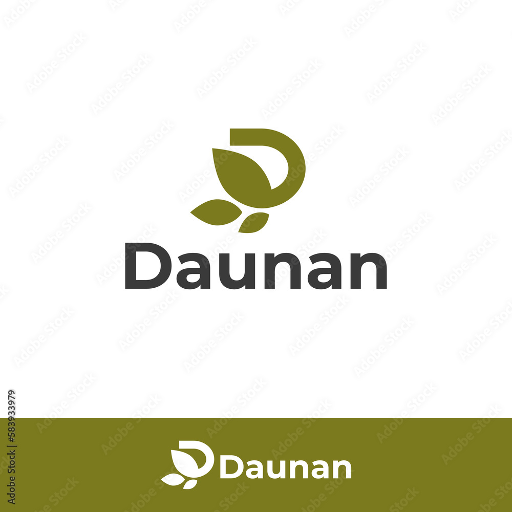 Letter D nature logo identity With Leaf Icon. Simple leaf initial D ...