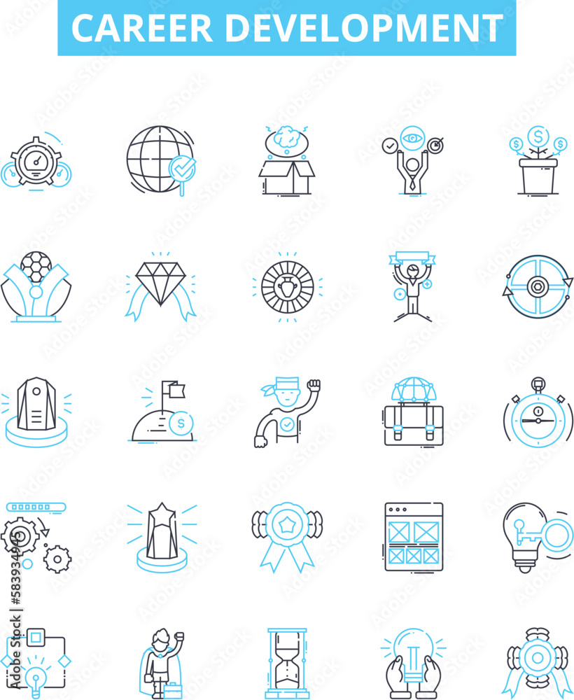 Career development vector line icons set. Career, Development ...