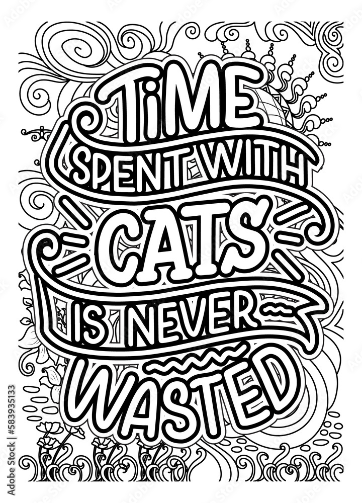 Cat Lover Motivational Quotes Coloring Page, Motivational Quotes ...