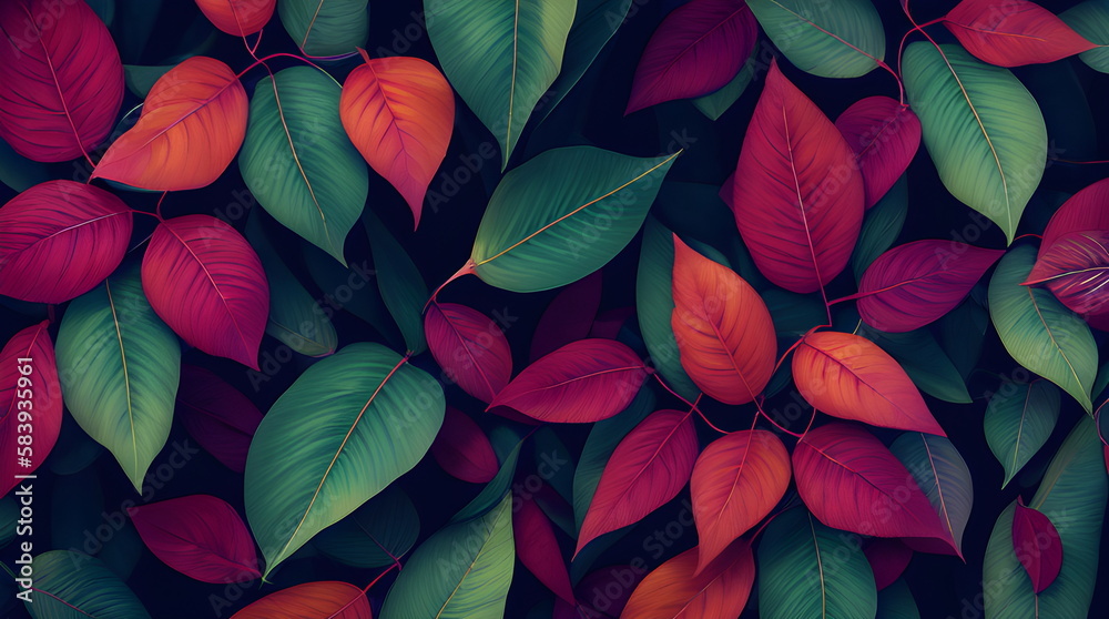 Foliage Leafs Background Botanical Flowers with copy space A ...