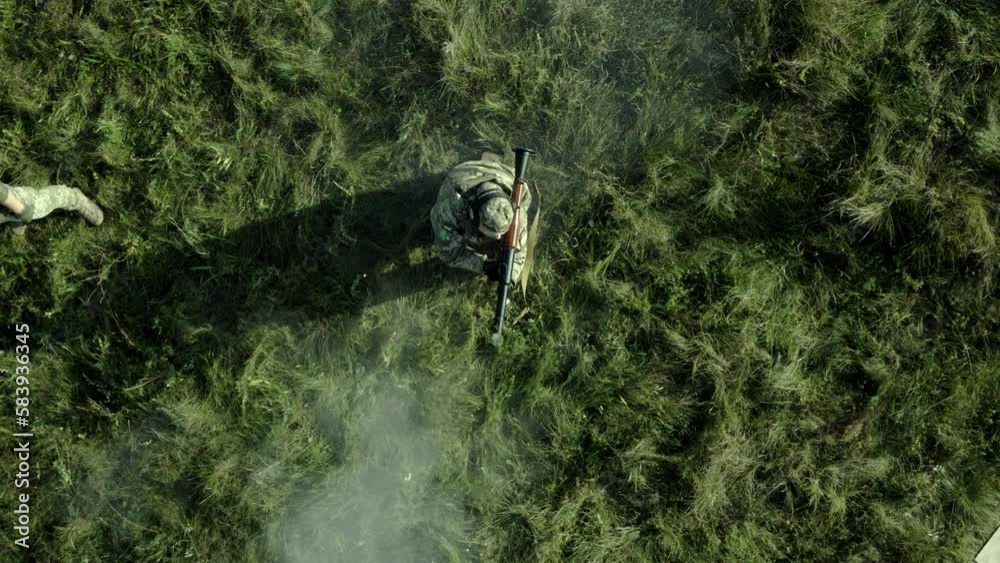 Shooting from a grenade launcher. Firing of anti-tank weapons. Training ...