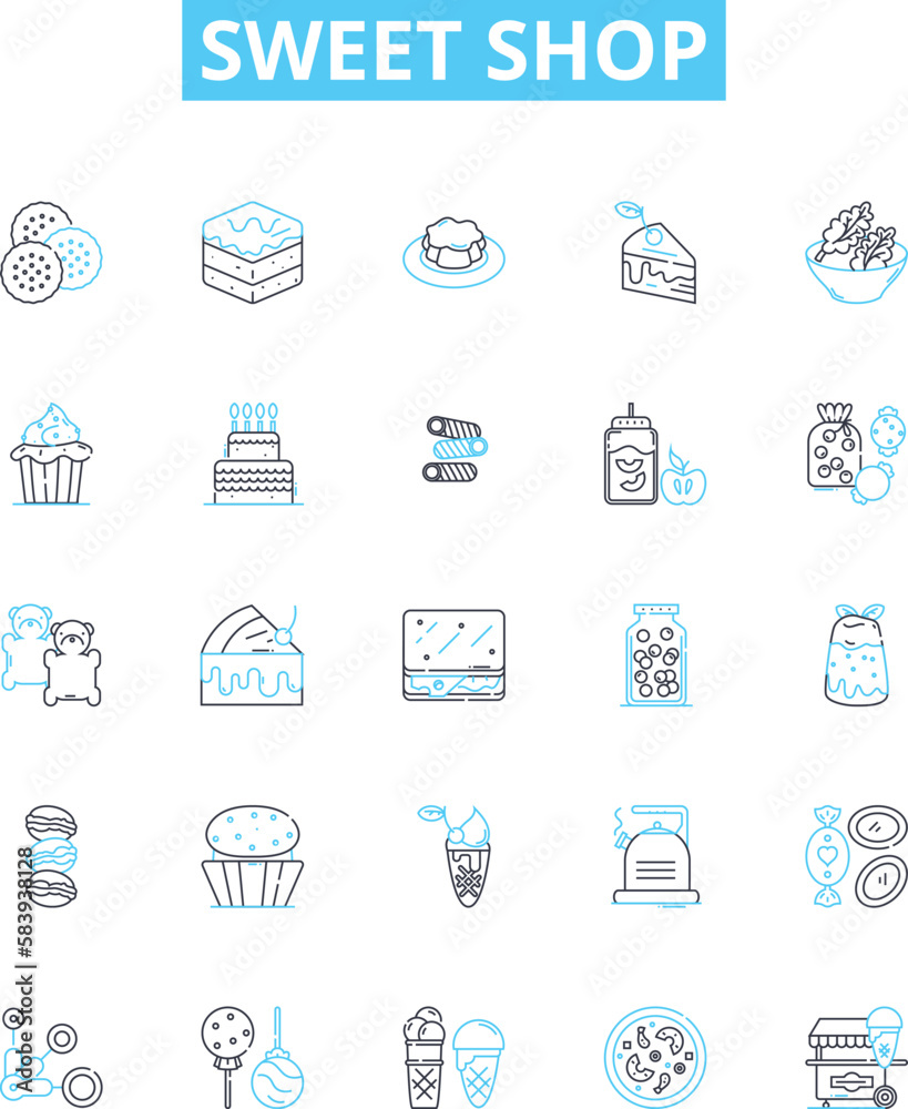 Sweet shop vector line icons set. Candy, Confectionery, Chocolates ...