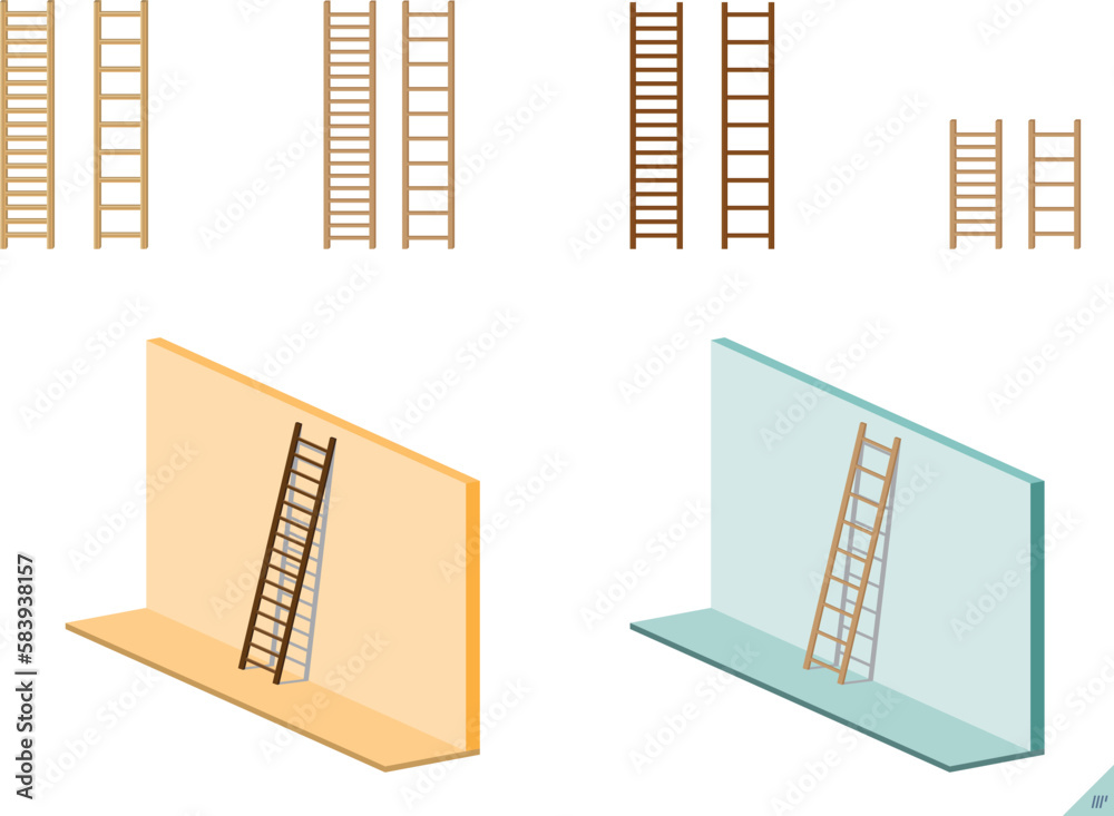 Wooden Ladder. Different sizes and types of stairs. Physics, geometry ...