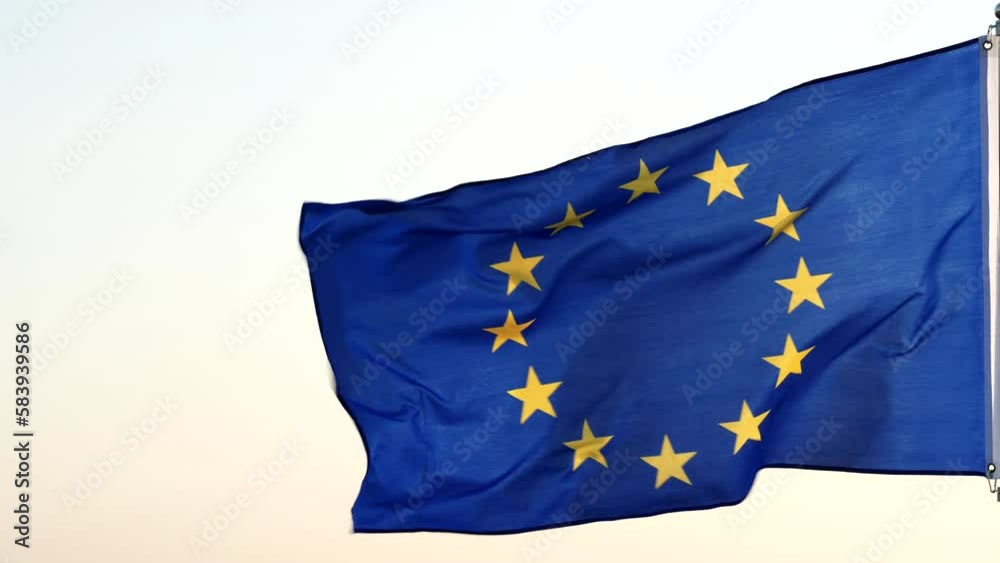 European Union Flag or Flag of Europe with twelve golden stars circle ...