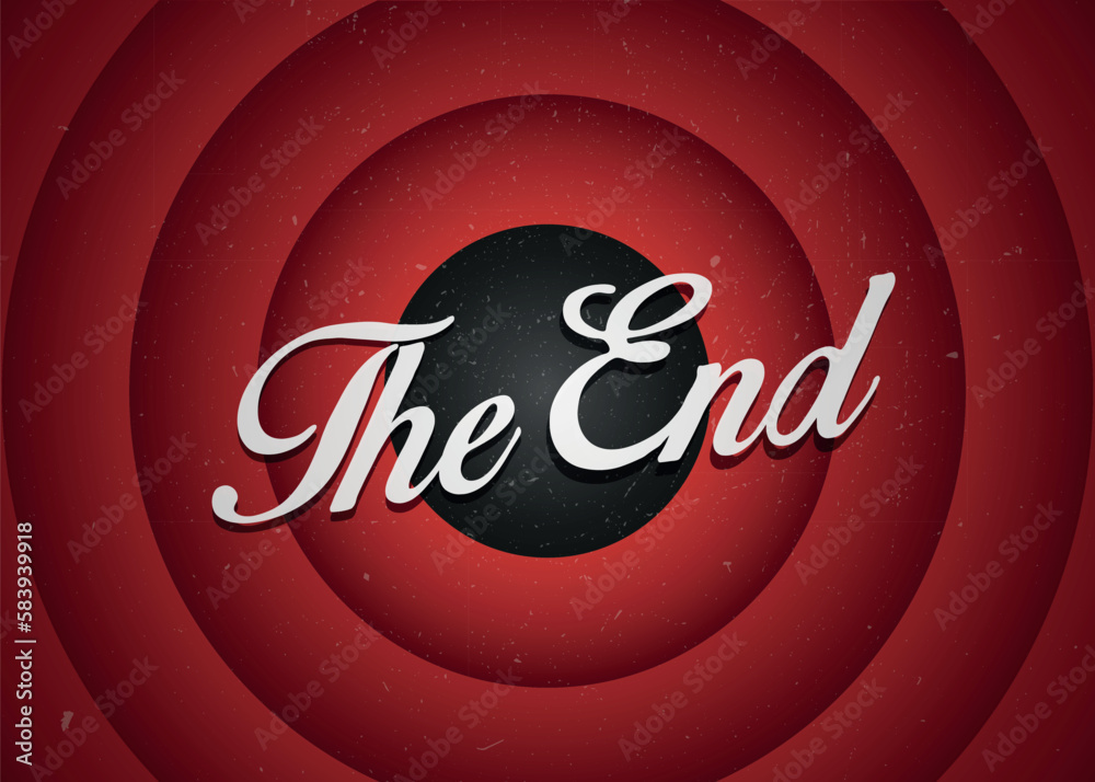 Vintage movie ending screen background. Old Movie ending screen. Vector ...