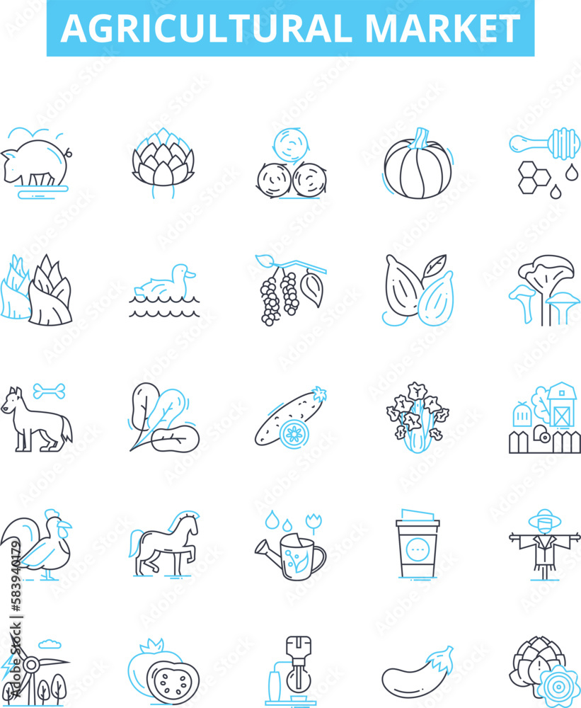 Agricultural market vector line icons set. Farming, Agriculture, Crop ...