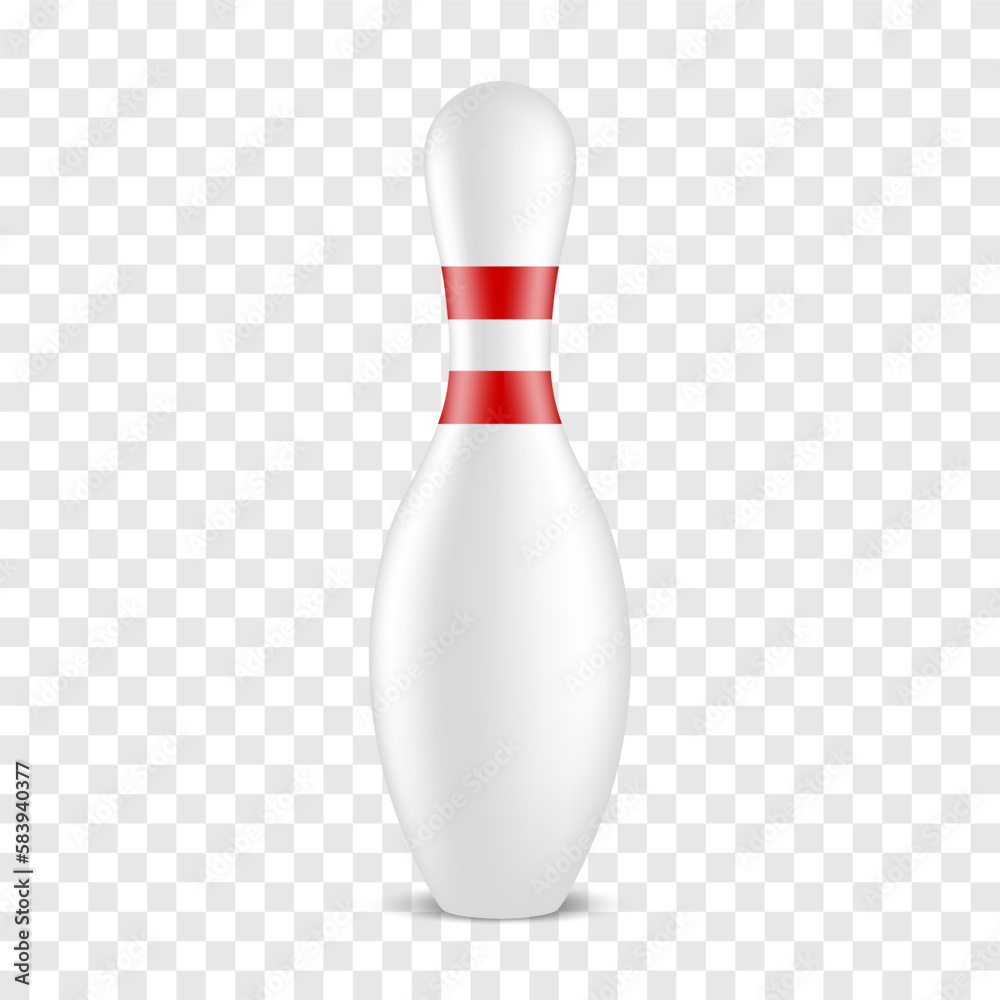 white bowling pin with red stripes on a transparent background Stock ...