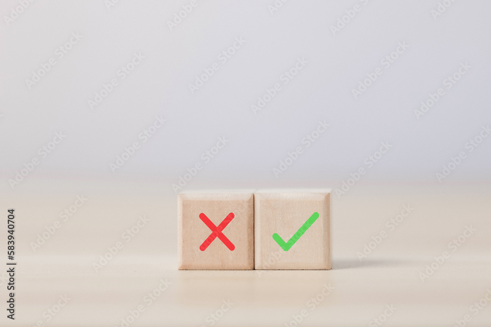 Select true and false yes or no symbols on the cube. Stock Photo ...