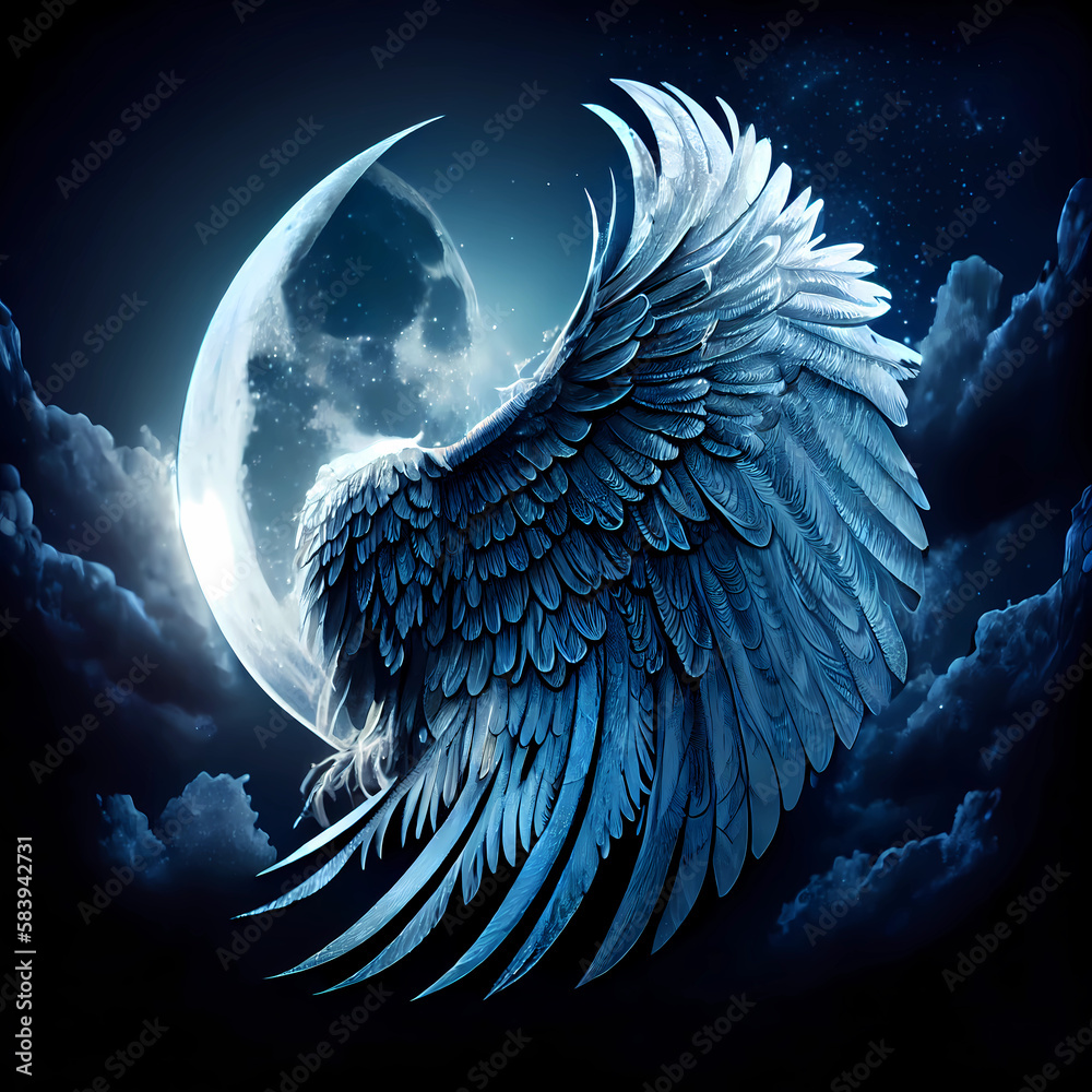 angel wings in the moonlight Stock Illustration | Adobe Stock