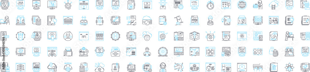 Programming Vector Line Icons Set Programming Coding Scripting Coding Language Algorithm