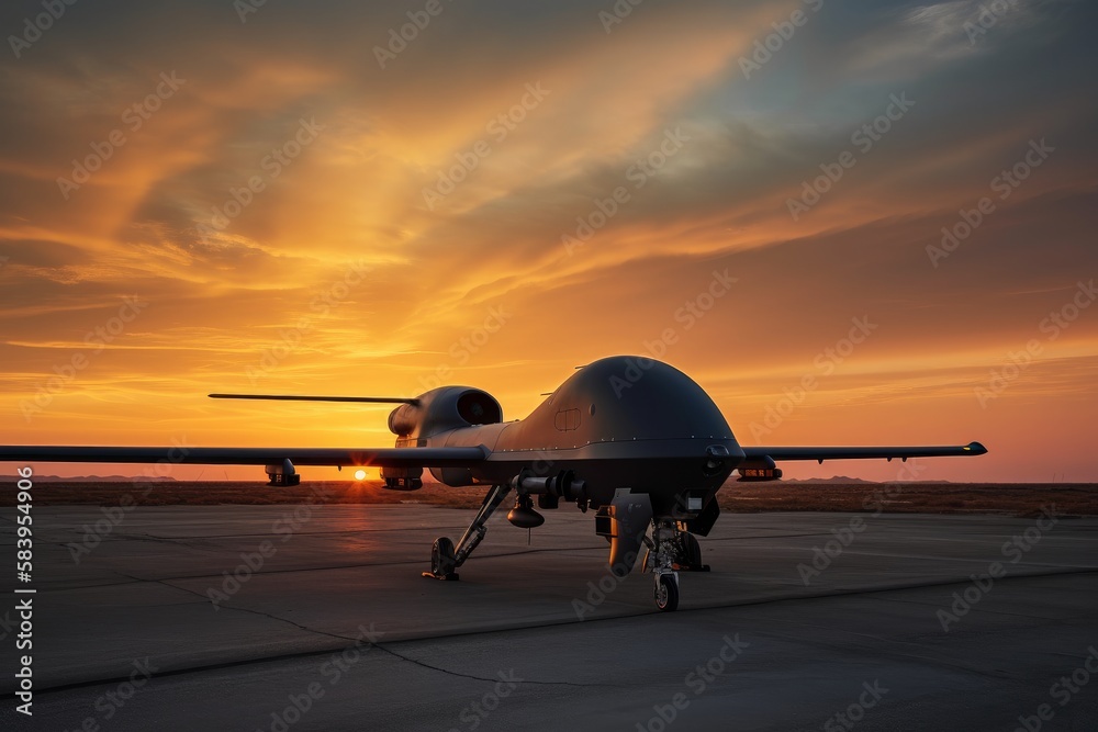 Unmanned combat air vehicle, war concept, surveillance concept, war ...