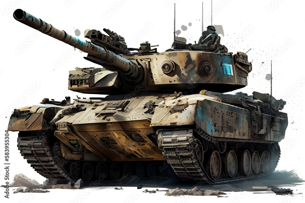 Military tank side view isolated on white, with transparent background ...