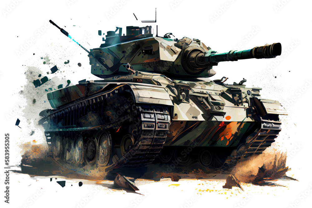 Military tank side view isolated on white, with transparent background ...