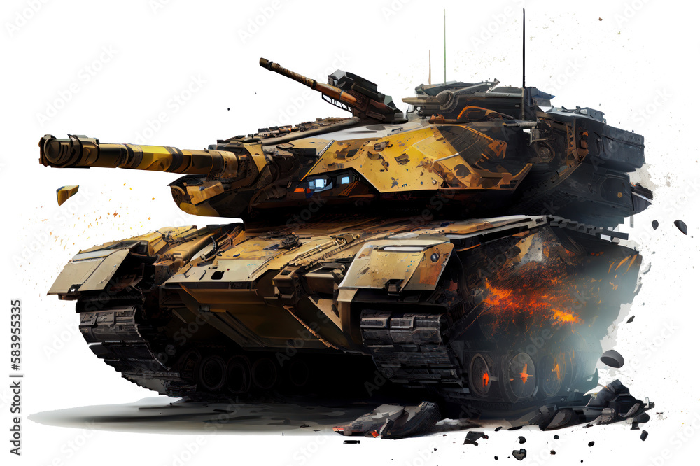 Military tank side view isolated on white, with transparent background ...