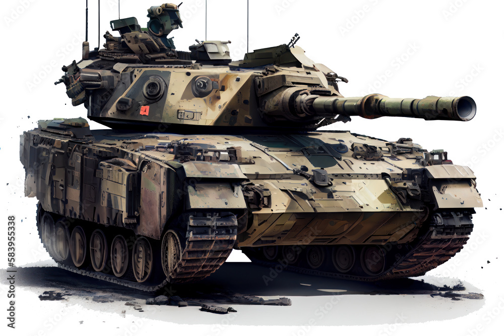 Military tank side view isolated on white, with transparent background ...