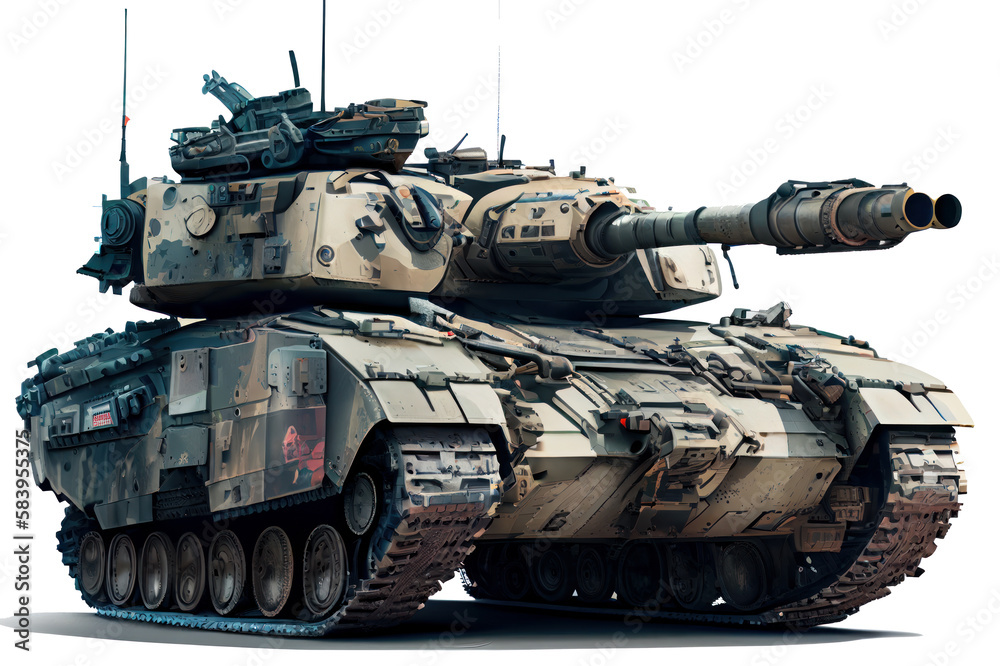 Military tank side view isolated on white, with transparent background ...