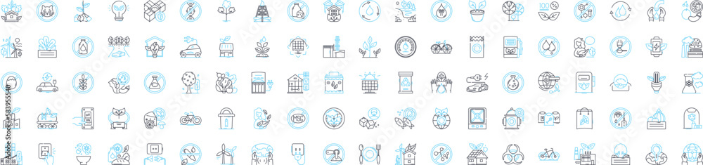 Renewable energy vector line icons set. Solar, Wind, Hydro, Biomass ...