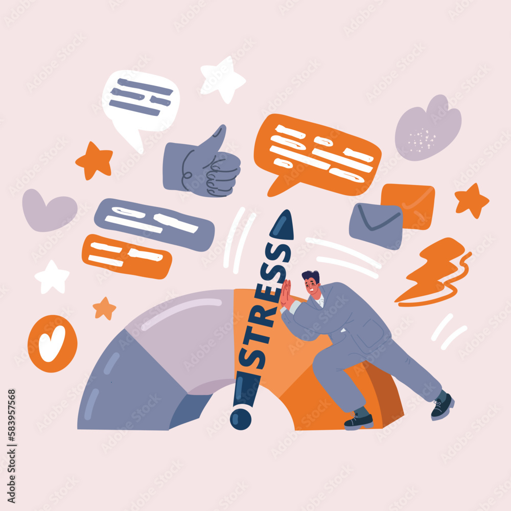 Vector illustration of stress scale with arrow from red to green and ...