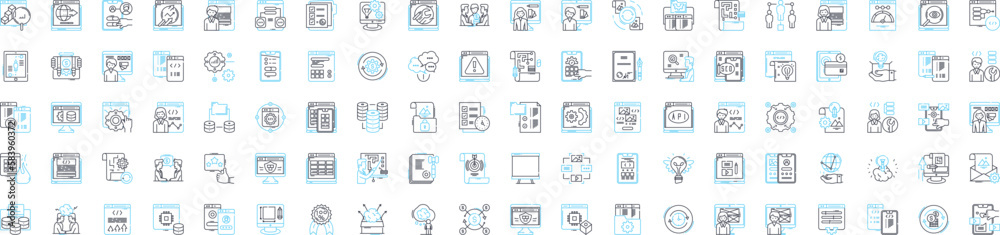 App development vector line icons set. app, development, design, mobile ...