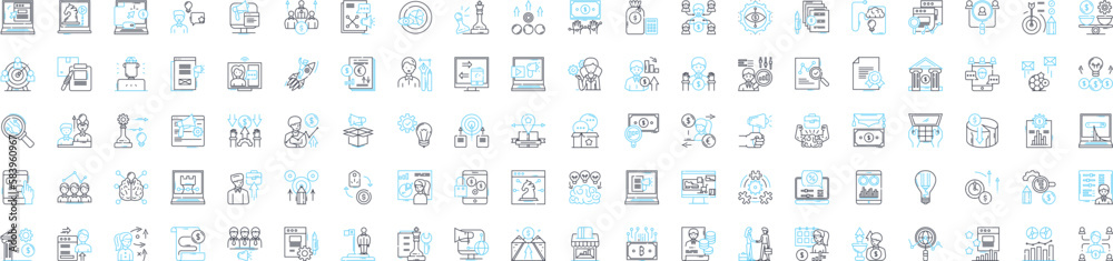 Vetor de strategy planning vector line icons set. Strategy, Planning ...