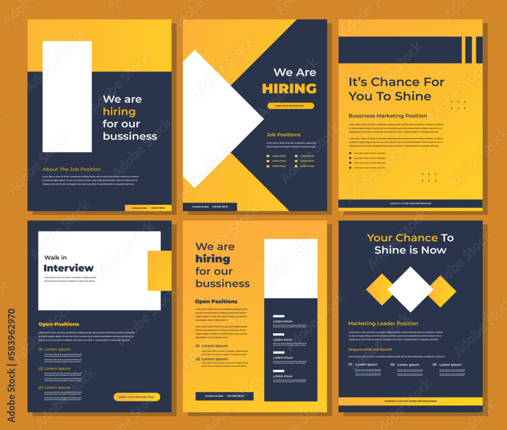 We are hiring flyer design template bundle. Hiring employee poster ...