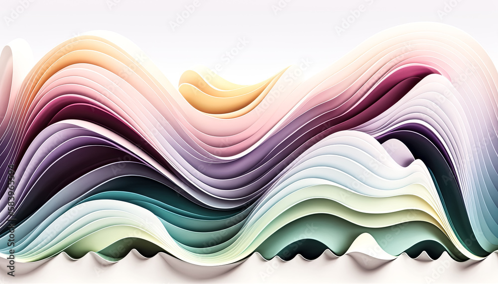 A Softly undulating waves of pastel colors against a plain white background create an inviting ...